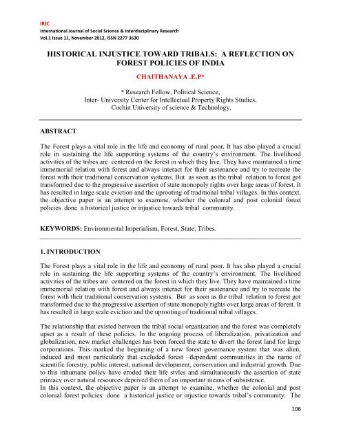 historical injustice toward tribals: a reflection on forest policies of ...