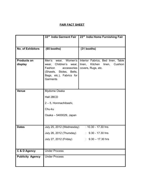 Fact Sheet - India Trade Promotion Organisation