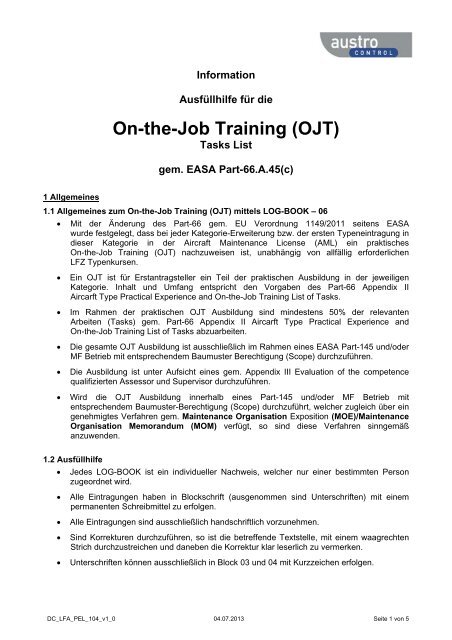 Ausfüllhilfe - Austro Control