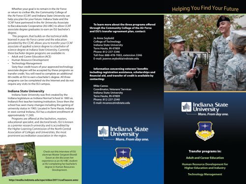 CCAF-ISU Brochure - Indiana State University