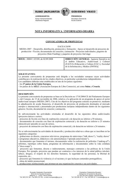 NOTA INFORMATIVA / INFORMAZIO-OHARRA
