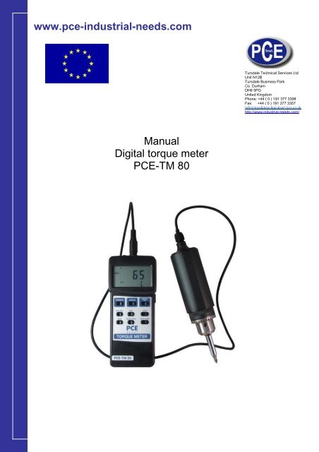 www.pce-industrial-needs.com Manual Digital torque meter PCE-TM ...