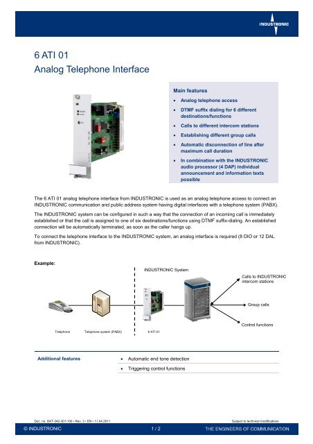 6 ATI 01 Analog Telephone Interface - Industronic