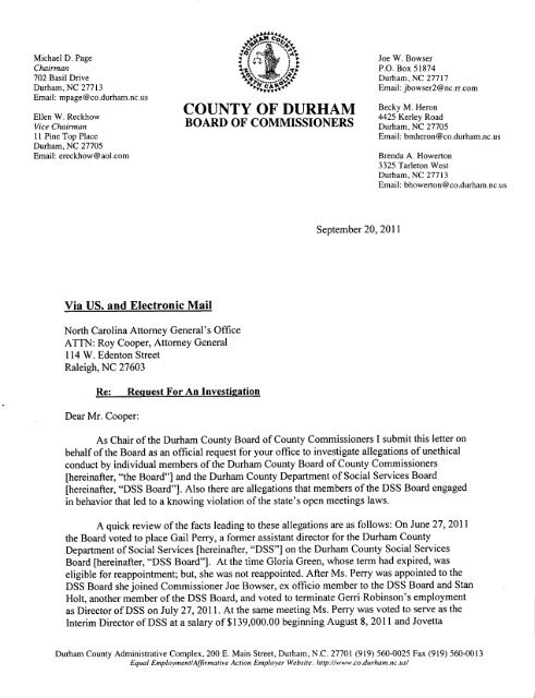 Request for an Investigation