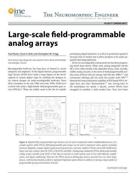 Large-scale field-programmable analog arrays - The Neuromorphic ...