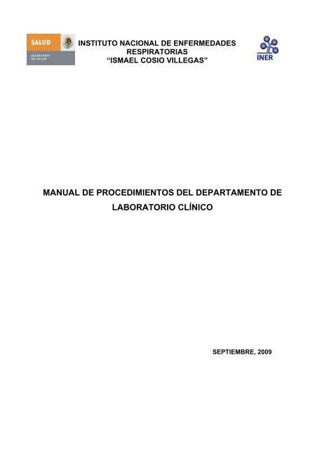 manual de procedimientos del departamento de laboratorio clÃ­nico