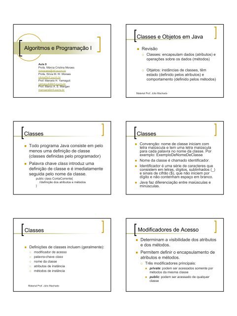Algoritmos E Programação I Classes E Objetos Em Java Pucrs 3346