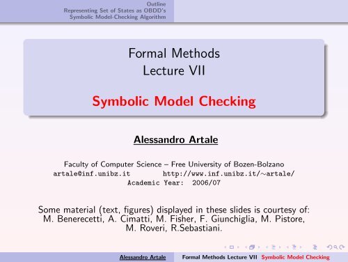CTL Symbolic Model Checking - Faculty of Computer Science