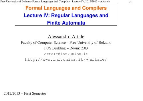 Regular Languages And Finite Automata Faculty Of Computer