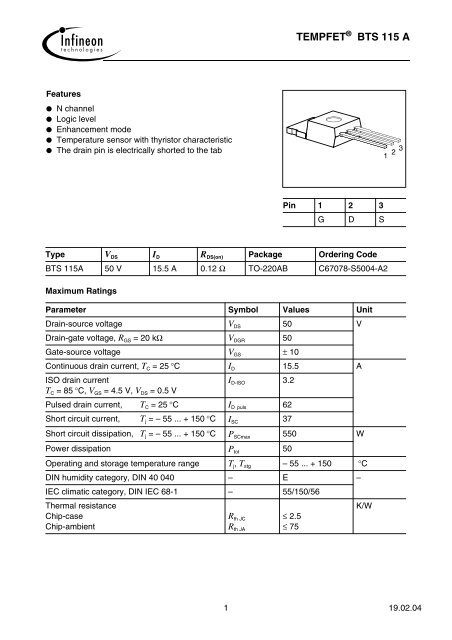 TEMPFET® BTS 115 A - Infineon