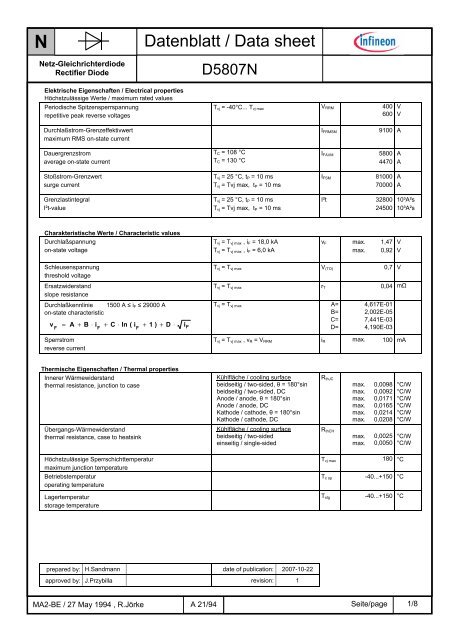 Datenblatt / Data sheet - Infineon