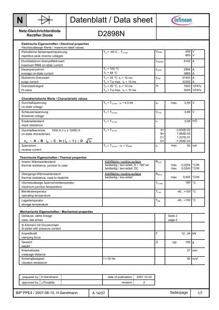 Datenblatt / Data sheet - Infineon