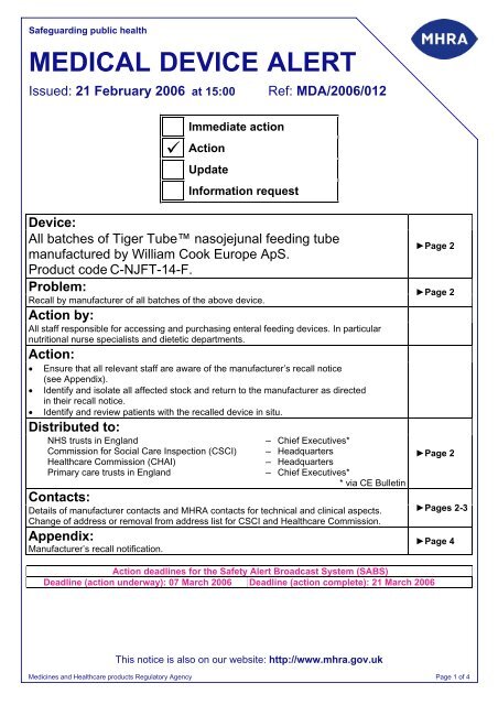 Medical Device Alert (FINAL) - Department of Health