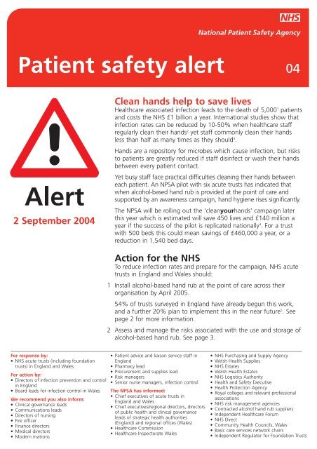 Patient safety alert - Department of Health