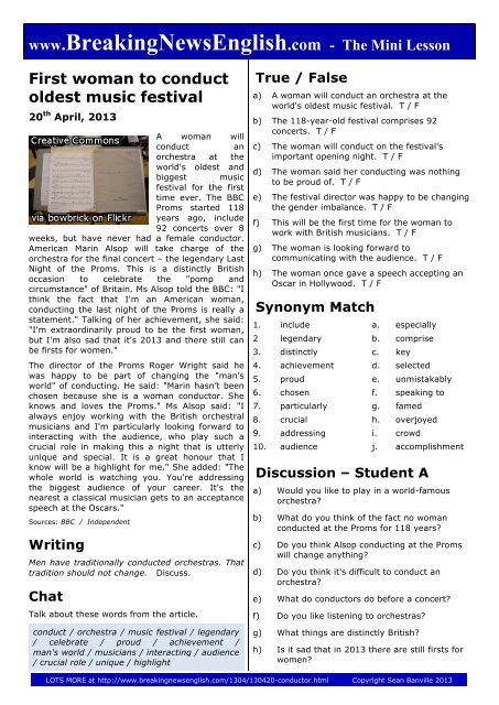 Two-Page Mini-Lesson - Breaking News English