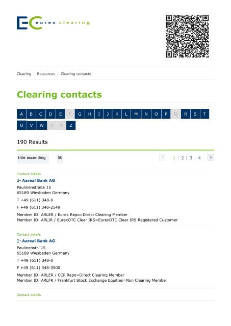 Eurex Clearing - Clearing contacts
