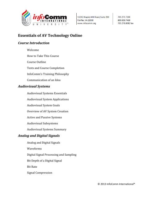 Essentials of AV Technology Online (PDF) - InfoComm