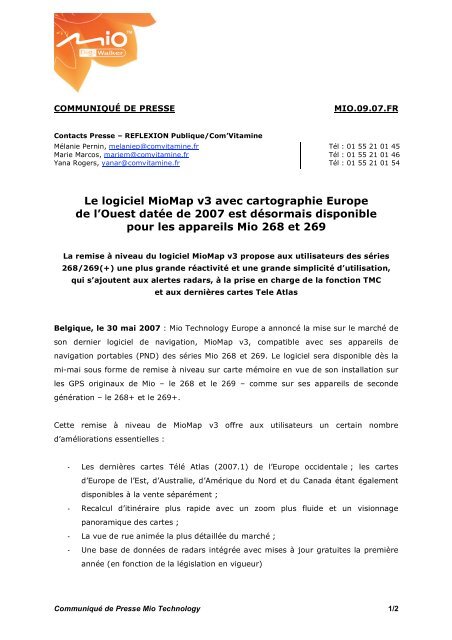 Le logiciel MioMap v3 avec cartographie Europe de l ... - infohightech