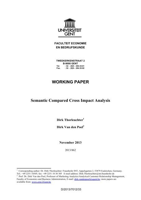 WORKING PAPER Semantic Compared Cross Impact Analysis