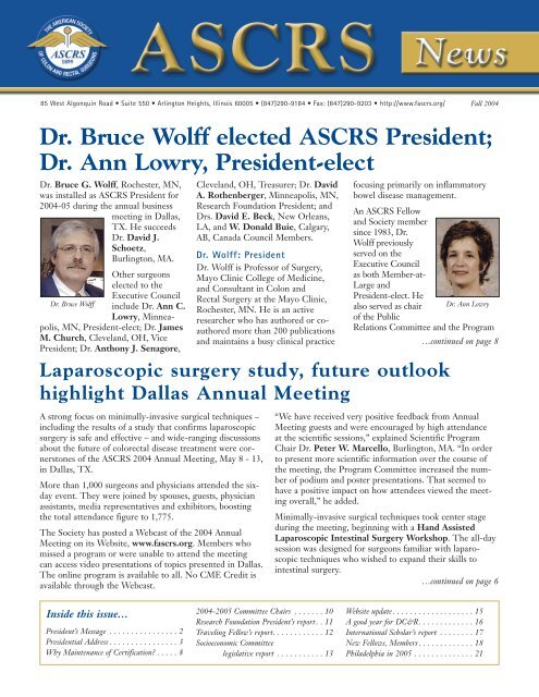 Dr. Bruce Wolff elected ASCRS President - American Society of ...