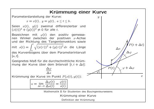 Krümmung einer Kurve - Fakultät Informatik/Mathematik