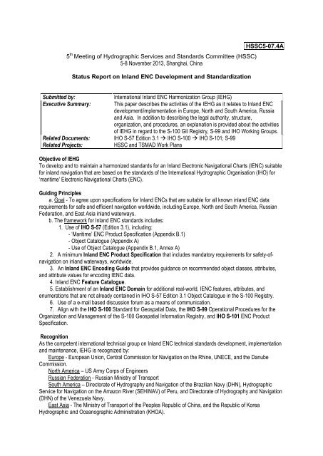 Status Report on Inland ENC Development and Standardization - IHO