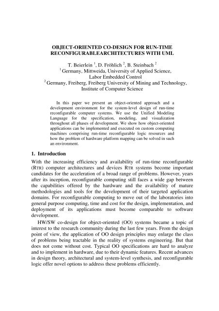 OBJECT-ORIENTED CO-DESIGN FOR RUN-TIME ...