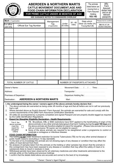 Download Movement Document for Prime Cattle ... - ANM Group
