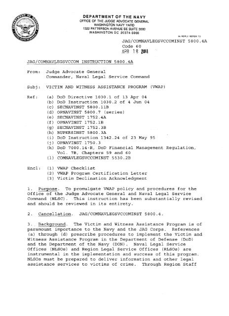 victim and witness assistance program (vwap) - U.S. Navy Judge ...