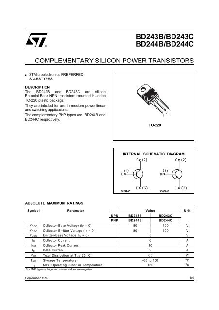 BD244 PNP Power Transistor -Datasheet, 50% OFF