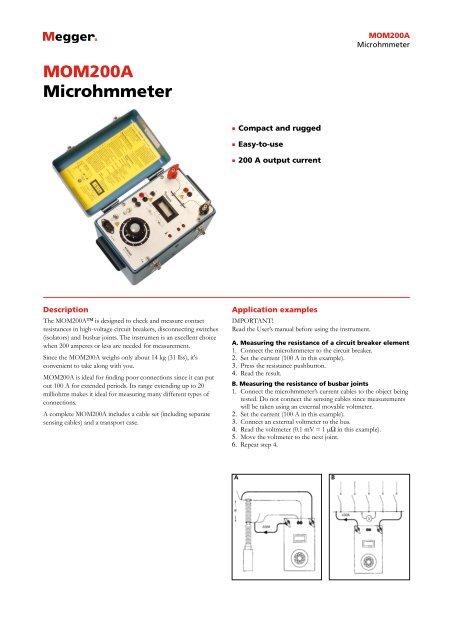 MOM200A Microhmmeter - Belmet