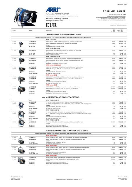 prices and specifications subject to change without