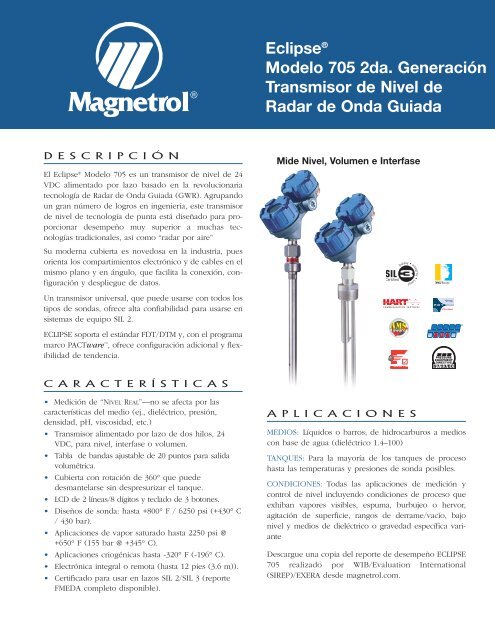 57-101 Eclipse Modelo 705 2da. Generacion Transmisor de Nivel ...