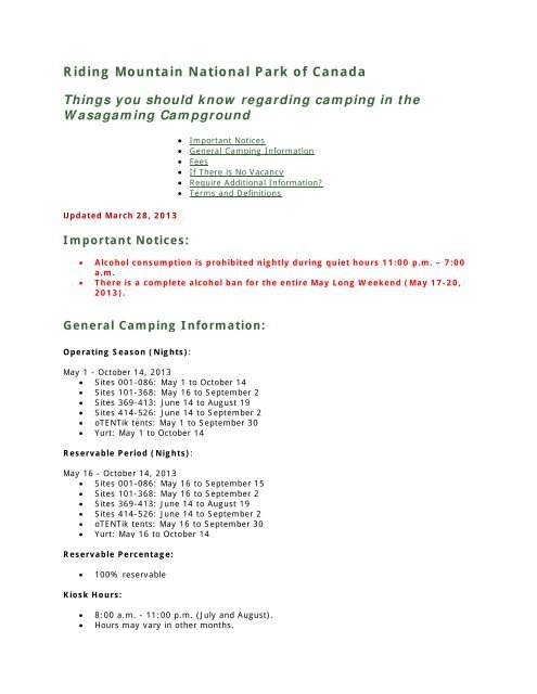 Wasagaming Campground