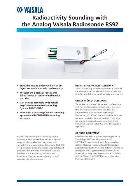 Radioactivity Sounding with the Analog Vaisala Radiosonde RS92