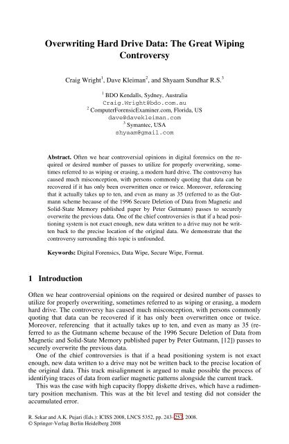 Overwriting Hard Drive Data: The Great Wiping Controversy - Springer