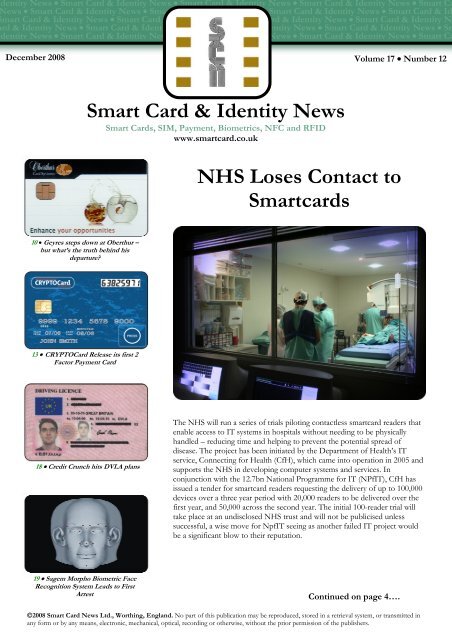 Smart Card & Identity News NHS Loses Contact to Smartcards