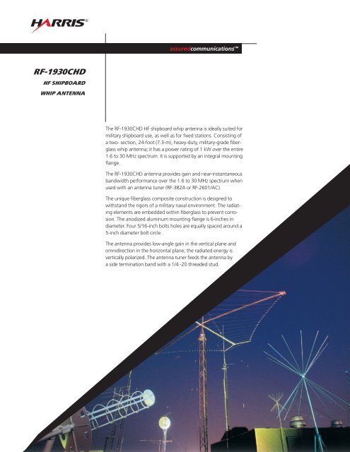 RF-1030CHD HF Shipboard Whip Antenna Data Sheet - Harris ...