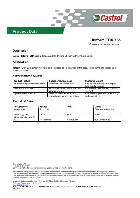 Iloform TDN 155 - Castrol TDS