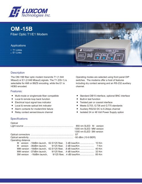 Data Sheet (.pdf) - Luxcom Technologies Inc.