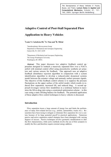 Adaptive Control of Post-Stall Separated Flow Application to Heavy ...