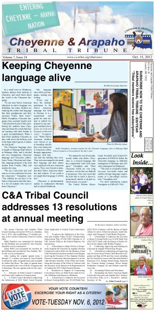 October 15th, 2012 Issue - Cheyenne and Arapaho Tribes