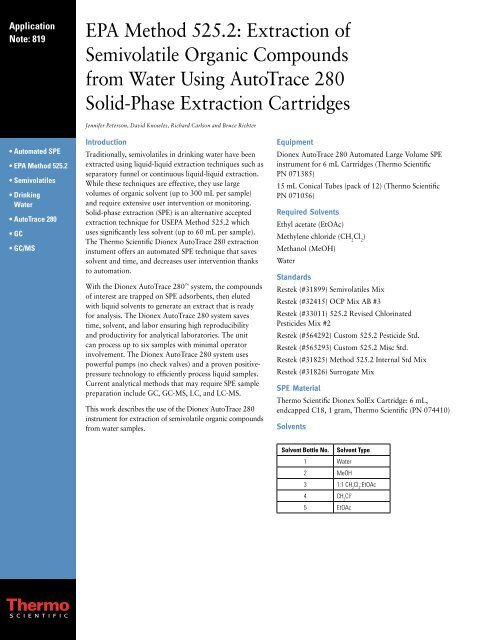EPA Method 525.2: Extraction of Semivolatile Organic ... - Dionex