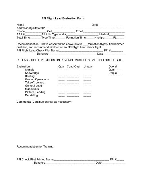 FFI Flight Lead Evaluation Form ... - eAPISfile.com