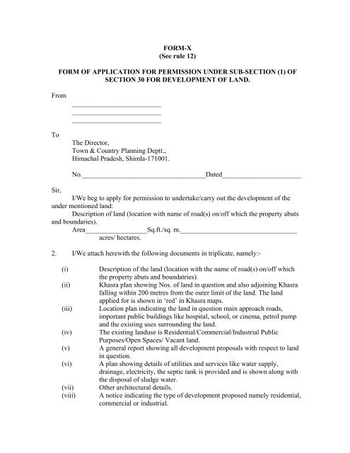 FORM-X - Government of Himachal Pradesh