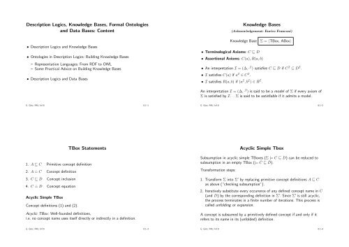Description Logics Knowledge Bases Formal Ontologies And Data