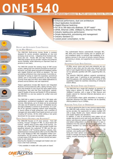 ONE1540Cloud Services Gateway & Multi-service Access ... - comtec