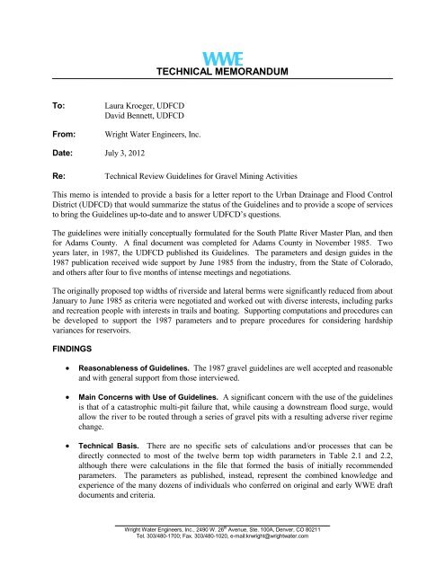 technical memorandum - Urban Drainage and Flood Control District
