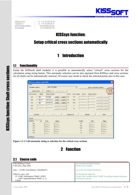 Setup critical cross sections automatically 1 Introduction 2 Function ...