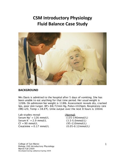 CSM Introductory Physiology Fluid Balance Case Study